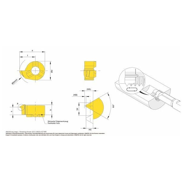 simturn DX betét, metrikus ISO menet, tömör profil, belső, Dmin=16 mm, TP=2,5 mm | Hoffmann Group